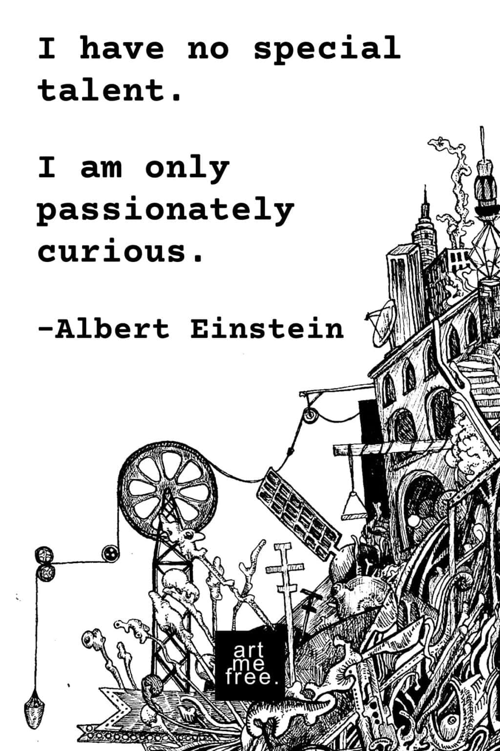 Wisdom Meets Doodle Art: 9 Short Einstein Quotes Illustrated - artmefree.
