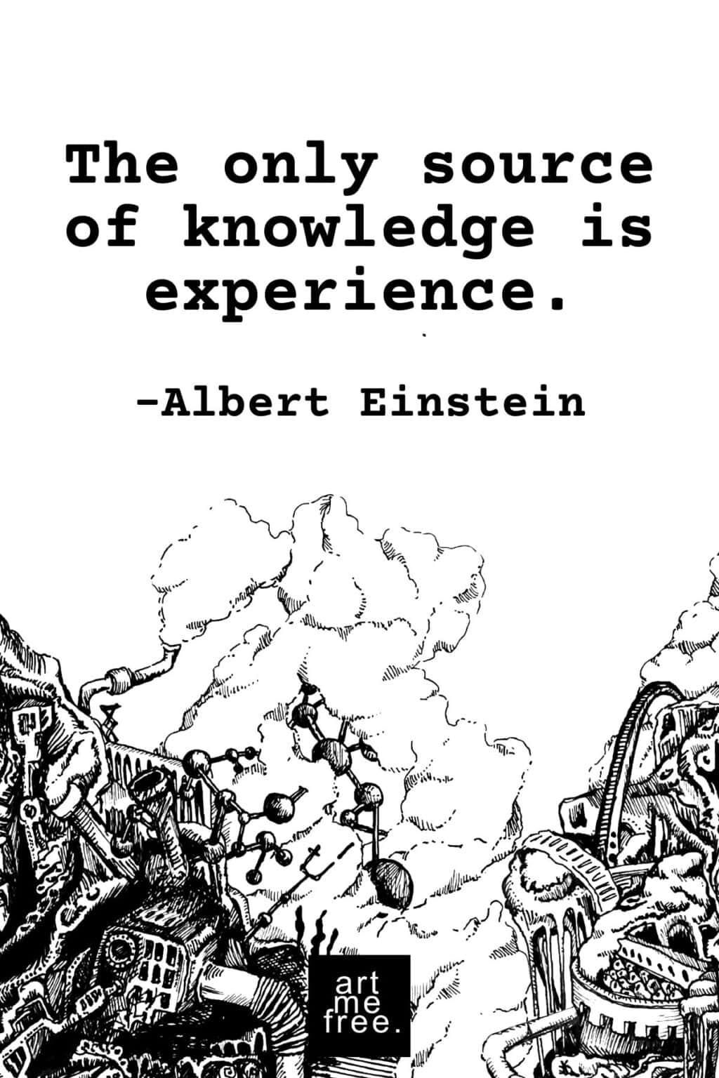Wisdom Meets Doodle Art: 9 Short Einstein Quotes Illustrated - artmefree.
