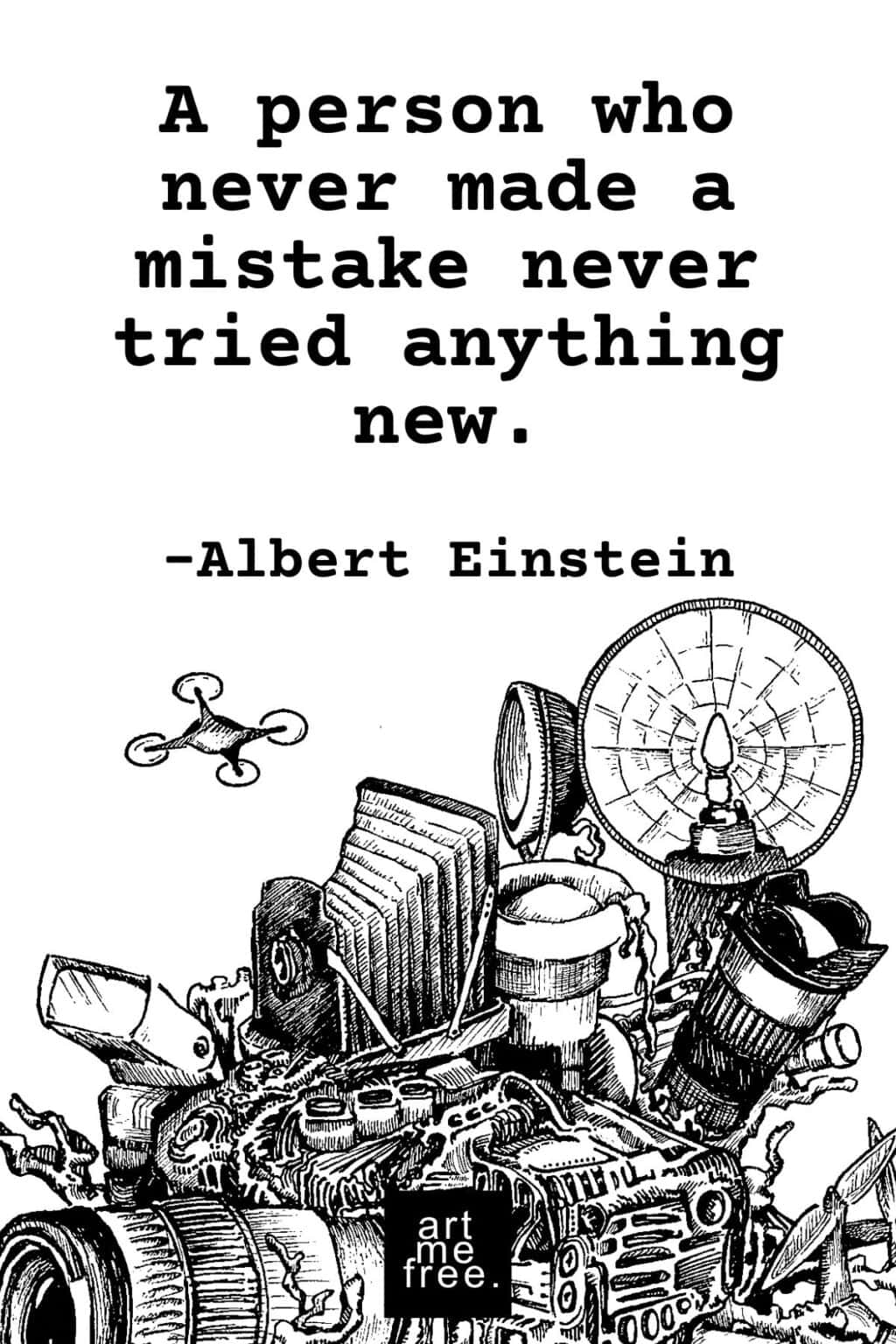 Wisdom Meets Doodle Art: 9 Short Einstein Quotes Illustrated - artmefree.