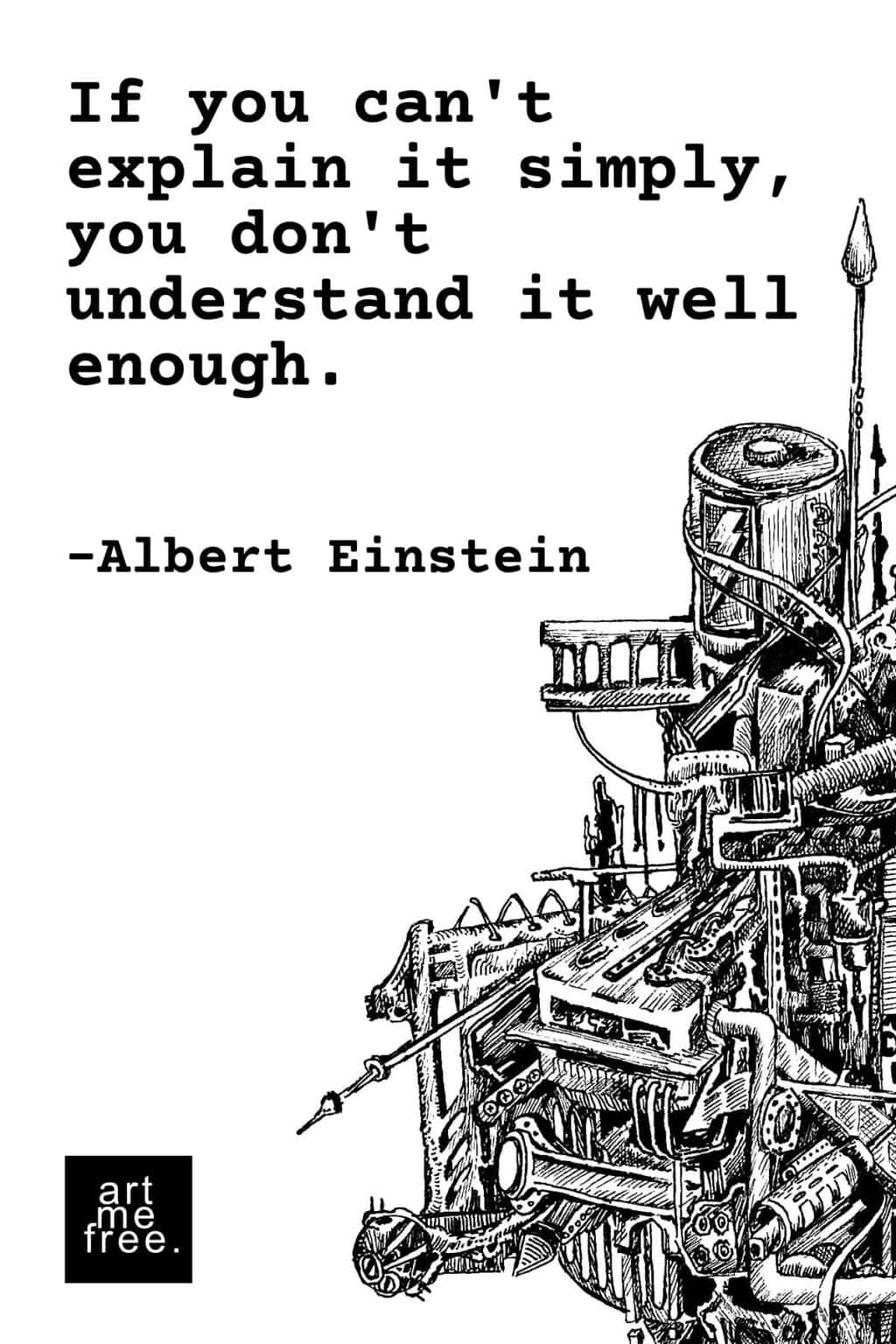 Wisdom Meets Doodle Art: 9 Short Einstein Quotes Illustrated - artmefree.