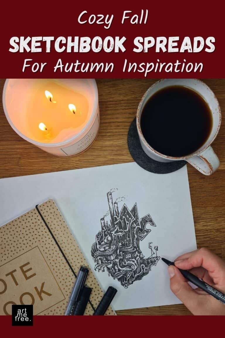 How to Create Fall Sketchbook Spreads with Simple Doodles - artmefree.